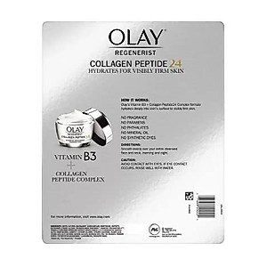 Olay Regenerist Collagen Peptide 24 Face Moisturizer with Niacinamide, Pack of 2 of 1.7 Oz. in Blister Pack for Firmer Skin, Anti-Wrinkle Fragrance-Free