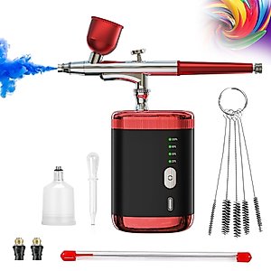 AirBrush Kit with Compressor Portable Barber Airbrush Kit 32PSI High Pressure Cordless Airbrush compressor, 1800mAh Rechargeable Auto Handheld Airbrush gun for Makeup, Nail Art, Painting, Cake Decor
