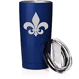 Smooth Body Tumbler Stainless Steel Vacuum Insulated Travel Mug Cup Gift Fleur-de-lis (Blue, 20 oz)
