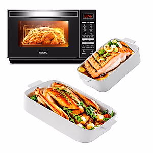 Unilives Ceramic Baking Dish with Lid, Casserole Dishes for Oven, 9x13 White Casserole Dish with Lid, Lasagna Pan Deep with Handles, for Casseroles Baking Roasted Vegetables, Microwave, Dishwasher Safe