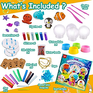 GraceDuck Kids Crafts DIY Snow Globe Kit - Arts and Crafts for Kids Ages 4-8 - Crafts for Kids Ages 8-12 Activities for Girls & Boys Ages 6 7 8 9 10 11 12 - STEM Toys Christmas Birthday Gifts