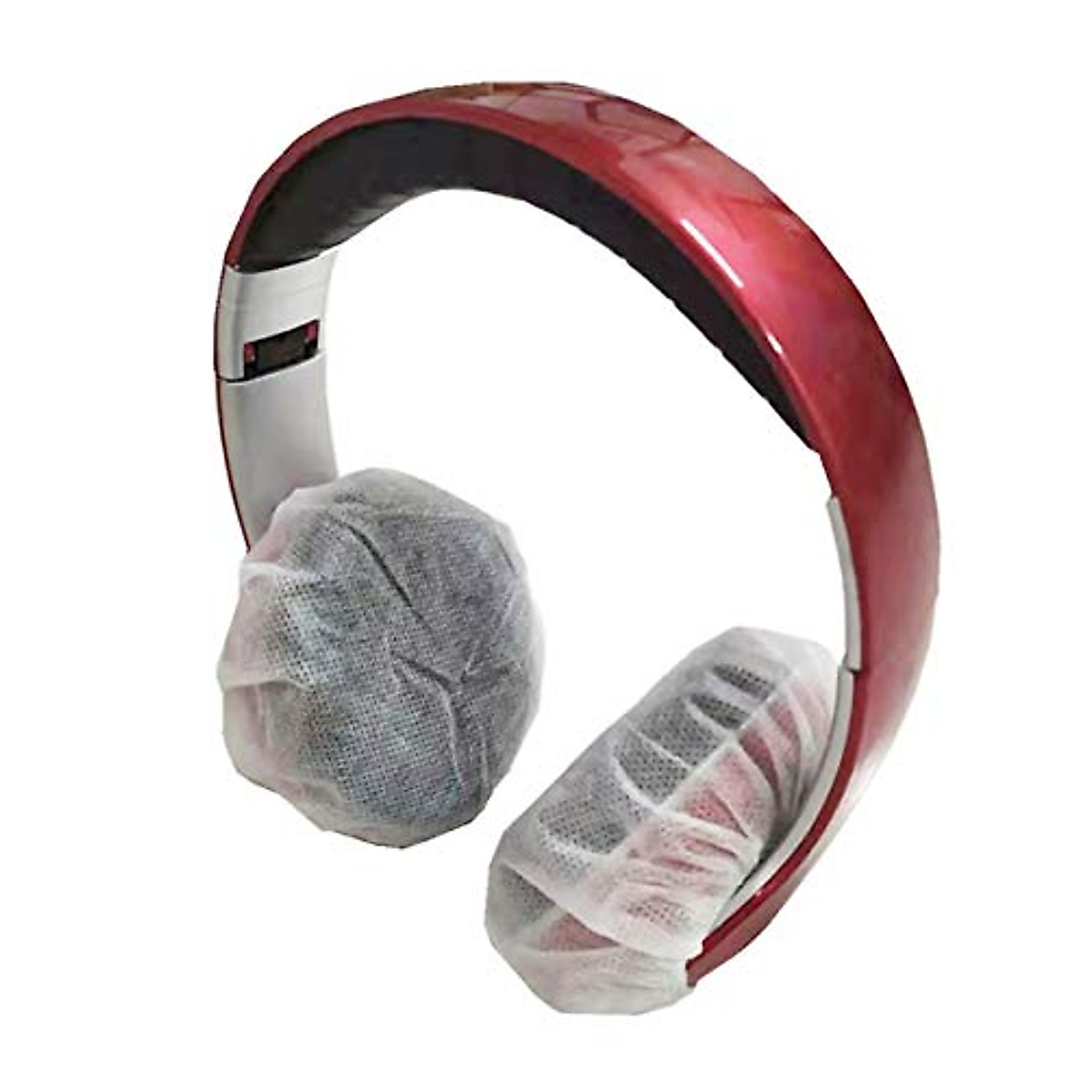 generic Headphone Covers 100pcs Disposable Non- Woven Headset Ear Covers- Stretchable Sanitary Replacement Earpads Covers- White