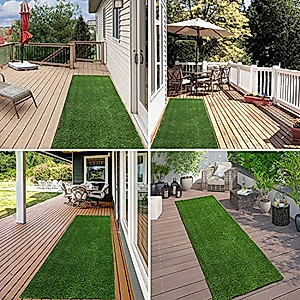 Falflor Artificial Trurf Area Rug 2.1' X 6' Grass Outdoor Rug Synthetic Grass Rug for Deck Realistic Fake Grass Turf Mat Indoor Outdoor Patio Mat Carpet Runner for Garden Balcony