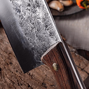 Meat Cleaver Knife, 7.5 Inch Forged Kitchen Chef Knife Handmade Stainless Steel Shredded Meat Vegetables Fruit Slicing Razor-sharp Cleaver Knives
