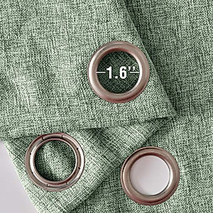 jinchan Linen Look Curtain Panels for Bedroom Heathered Green Textured Light Filtering Living Room Farmhouse Window Drapes 84 Inches Length 2 Panels