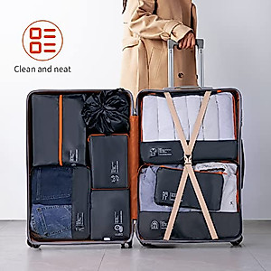 DIMJ Packing Cubes for Suitcases,8 Sets Travel Luggage Organizers for Travel Accessories with Waterproof Shoe Bag and Lightweight Durable Packing Pouches. (Black)