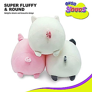 Onsoyours Plush Toys Set, 3Pcs Stuffed Animals with Panda, Pig and Cat, Creative Decoration Cuddly Plush Pillows 9" for Kids Girls Boys (Panda/Pig/Cat)