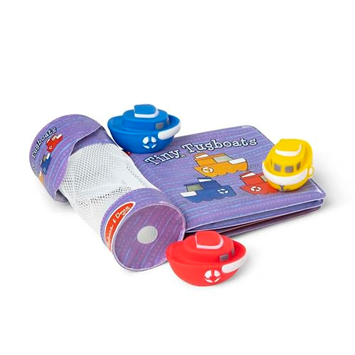 Melissa & Doug Children’s Book - Float-Alongs: Tiny Tugboats (Bath Book + 3 Floating Tugboat Toys)
