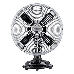 Better Homes & Gardens Retro Table Fan, 3-Speed Metal Tilted-Head Oscillation, 8-Inches (Black)