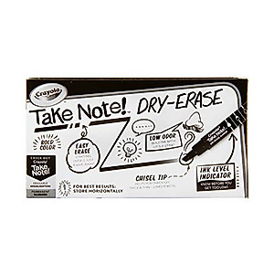 Crayola Take Note Black Dry Erase Markers, Kids At Home Activities, Chisel Tip, Office & School Supplies, 12 Count