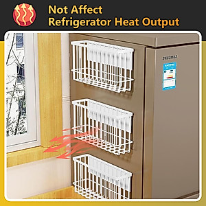Magnetic Refrigerator Organizer Magnetic Basket Kitchen Organizer Metal Ziplock Bag Storage Organizer (White)