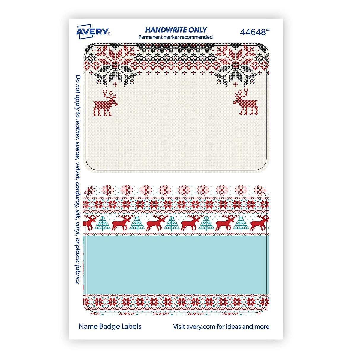 Avery Ugly Sweater Name Tags for Christmas Parties - 36 Pack