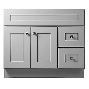Design House 587097 Bath Unassembled Modern 2-Door 2-Drawer Bathroom Shaker Vanity Cabinet Only, 36 x 21,Grey