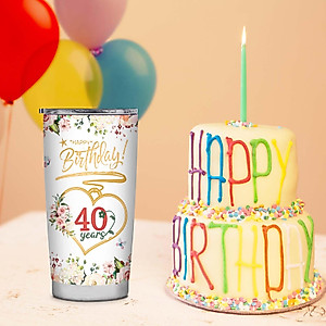 Grawmise 40th Birthday Gifts for Women - 40 & Fabulous Tumbler - 40 Years Old Birthday Gifts Idea for Women - Gifts for Women Besties Friends Sister Coworker Mom Wife Her Turning 40（20oz）