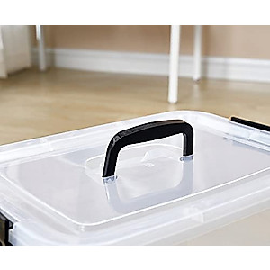 JUJIAJIA Clear Storage Latch Box 16 Quart, Plastic Organizing Box/Bin with Lid and Black Handles, 2-Pack