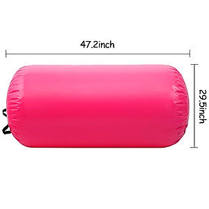 BYBAG Air Barrel Back Roller Inflatable Tumbling Mat with Electric Pump,Tumble Track Gymnastic Equipment Exercise Mats for Home Use,Gym Training,Cheer leading,Yoga(GOLDEN RED, 75CM*120CM)