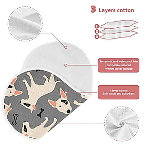 YYZZH Bull Terrier Pitbull Dog and Bone Muslin Burp Cloths for Baby 2 Pack 100% Cotton Baby Washcloths Bibs for Boy Girl