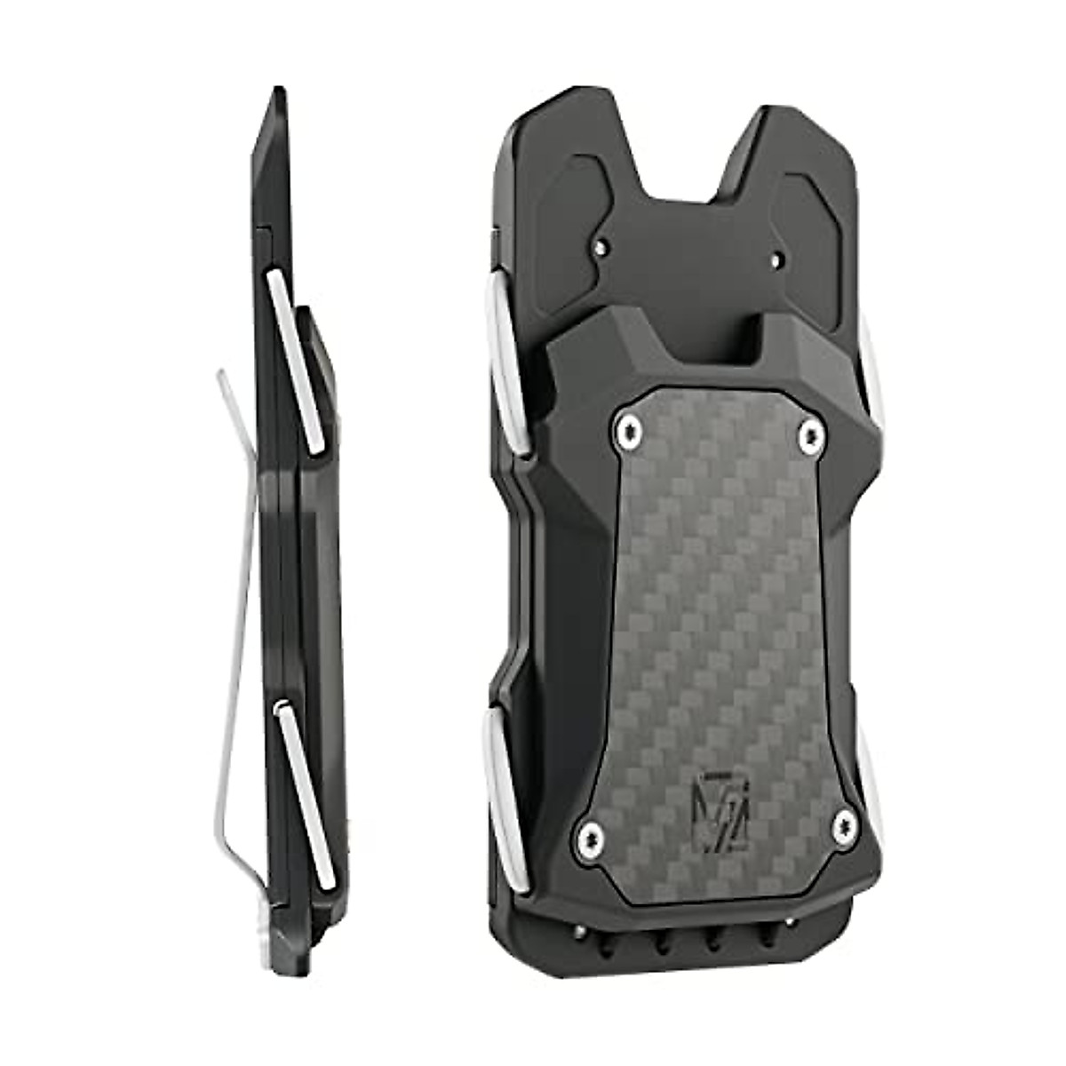 Wallet for Men and Women Slim Aluminum Metal - RFID Blocking, Holds up 12 Cards with Cash Clip. Ultra - Thin Minimalist Wallet (Black Carbon Fiber)