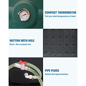 Insulated Compost Bin with Ventilation System - Quickly Composting All Year Round,A Reservoir at The Bottom Design to Collect The Leachate (Green)