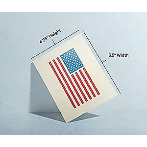 Twigs Paper - American Flag Note Cards - 12 Blank Patriotic Greeting Cards With Envelopes - Eco Friendly Stationery - 5.5 x 4.25 Inch - Made In USA