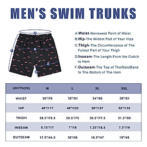 American Trends Mens Beach Short Summer Water Swimsuit for Men Swim Shorts with Compression Liner Bathing Suit Navy Blue Fish Bone XL
