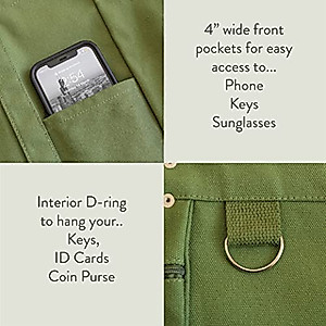 Harp and Ra Forest Green Tote Bag - Utility Tote with 2 Front Pockets and Laptop Sleeve, Teacher Bag in 16 Oz. Organic Cotton, Jumbo Book Bag for Nurses, School, Work, Diapers, Tote Bag