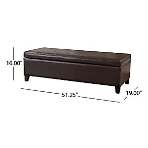 Christopher Knight Home York Bonded Leather Storage Ottoman Bench, Brown