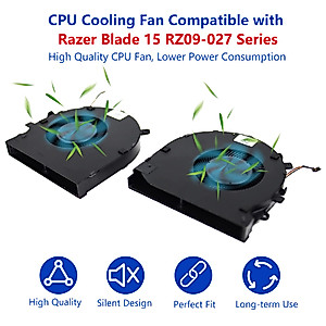 S-Union New CPU+GPU Cooling Fan Replacement for Razer Blade 15 RZ09-0270 RZ09-02705E75 RZ09-02705E76 RZ09-0300 RZ09-03009E97 RZ09-0328 RZ09-03287E72 Series Game Laptop (with Thermal Paste and Spatula)