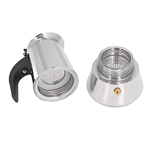 BuyWeek Mocha Coffee Maker, Stovetop Espresso Maker 2 Cup 100ml Stainless Steel Classic Espresso Moka Pot with Induction Stove