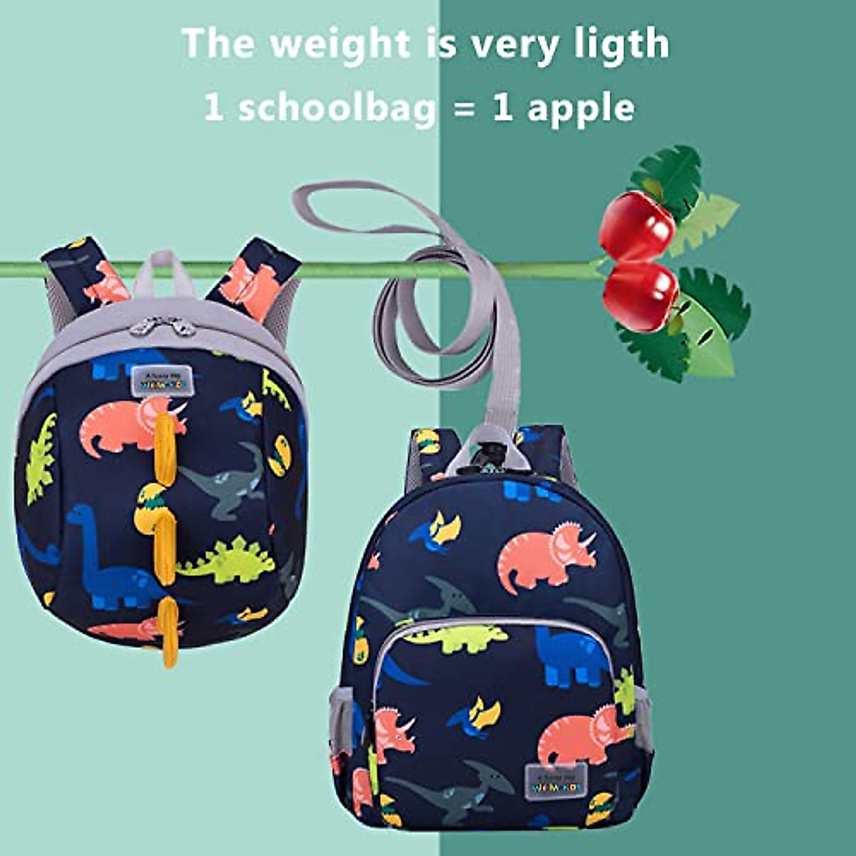 willikiva Dinosaur Toddler Mini Backpack Children Kids Baby Safety Harness Leash Waterproof Boys and Girls (3D Deep Blue)