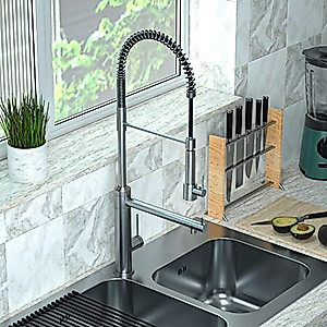 CWM Commercial Pull Down Kitchen Faucet with Sprayer-Modern High Arch Stainless Steel Kitchen Sink Faucets with Pre-Rinse Sprayer for Kitchen Sinks,Brushed Nickel,26.61inch