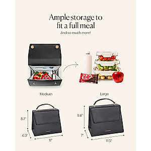 Insulated Lunch Bag Women, Cute Lunch bags for Work, Adult Lunch Tote Lunchbag, Lunch Pail Modern Lunch Bags for Women, Nurse Lunch Bags, Black Designer Lunch bags for Women, Teacher Lunch Bag Fancy