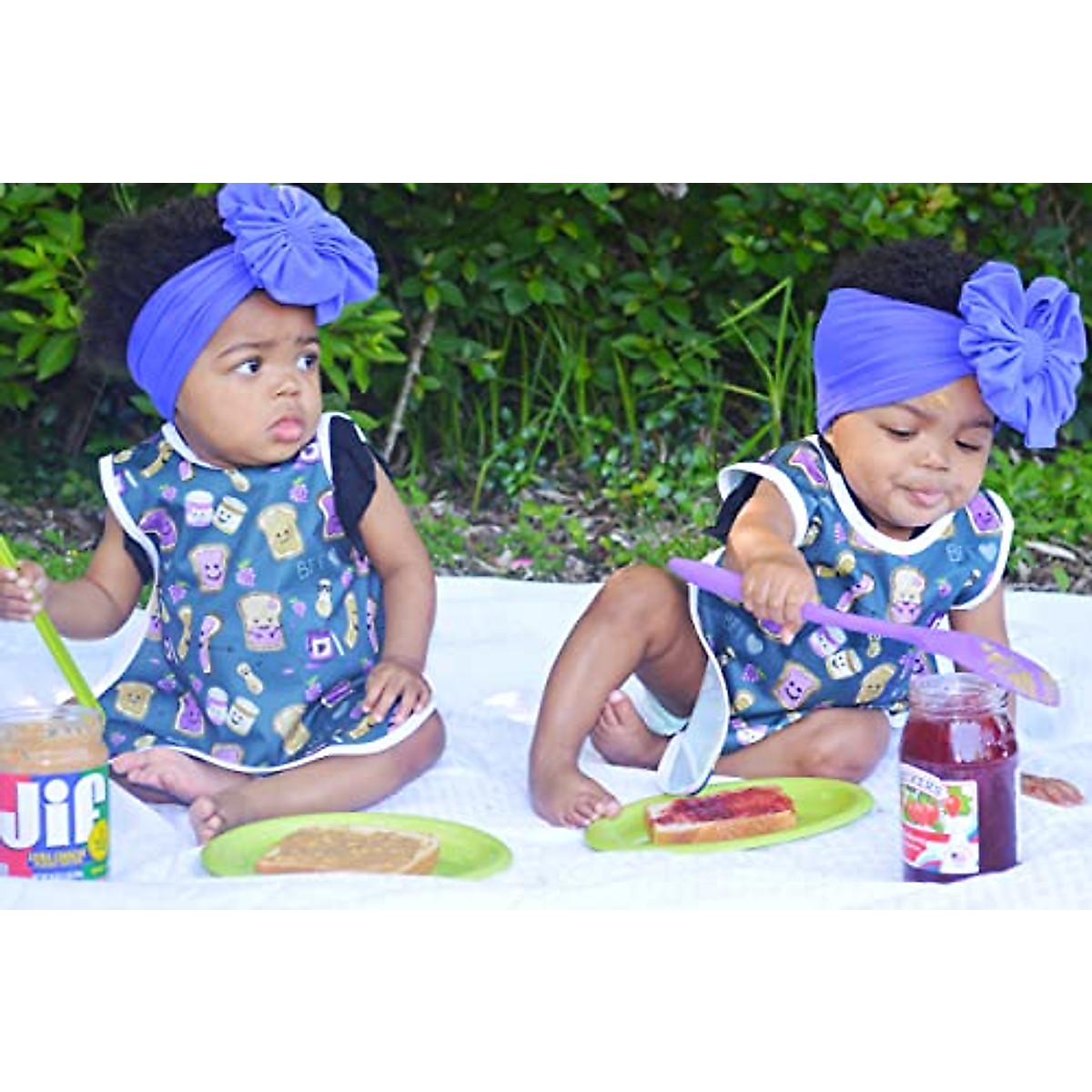 BapronBaby PBJ Pals Bapron - Soft Waterproof Stain Resistant Bib - Machine Washable - 6m - 5yr - (Sz Baby/Toddler 6m-3T)