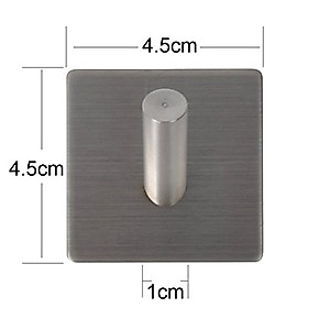 Home-organizer Tech Bathroom 3M Self Adhesive Hook Garage Storage Organizer Stick On Sticky Bathroom Kitchen Hanger Wall Mount Brushed Stainless Steel, 2 - Pieces