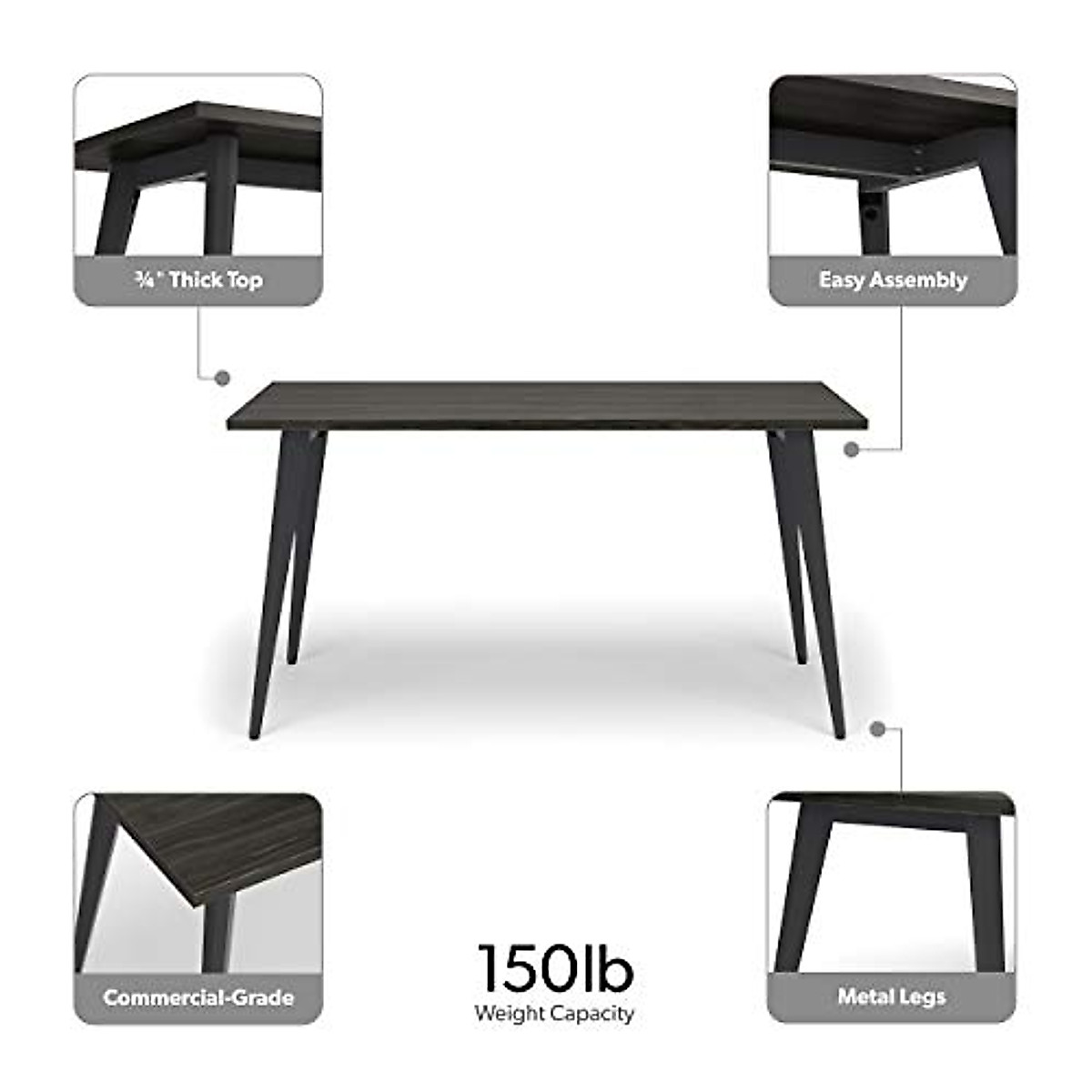 HON Basyx Commercial-Grade Executive Desk, Angled Metal Legs, 55", Gray
