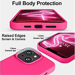 Vooii Compatible with iPhone 14 Case,[Silky Touch Premium Liquid Silicone] [Soft Anti-Scratch Microfiber Lining], Ultra Slim Shockproof Protective Case for iPhone 14 - Hot Pink