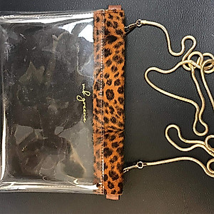 MB Greene Clear Stadium Approved Hinged Purse Leopard Cross Body Bag for Sports