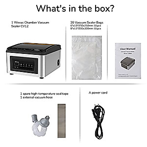 Wevac 12 inch Chamber Vacuum Sealer, CV12, ideal for liquid or juicy food including Fresh Meats, Soups, Sauces and Marinades. Compact design, Heavy duty, Professional sealing width, Commercial machine