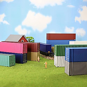 Evemodel C8745 9pcs Different Colored HO Scale 1:87 45ft Blank Shipping Container 45' Cargo Box