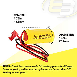 (2-Pack) 1.2V 1200mAh Emergency Lighting/Exit Sign Battery for Lithonia LQMSW3R12277ELW Saft 16440 ANIC1169 ELB1210N ELB1P201N ELB1P201N2 Lithonia ELB1P2901N