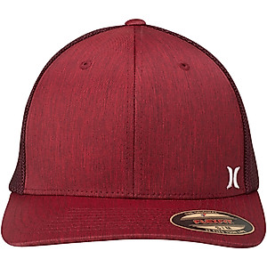 Hurley Men's Caps - Mini Icon Mesh Panel Baseball Cap - Fitted Hats for Men, Size Large-X-Large, Noble Red