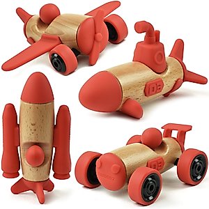 SWOODZ MEGA Pack Take Apart Car Plane Rocket Submarine Wooden Toy Vehicles Play Set, Assembly Wooden Toys, STEM Learning Gifts for 3 4 5 6 Year Olds, Kids, Toddlers, Boys, Girls, Children