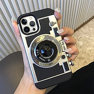 Losin Emily in Paris Phone Case Compatible with iPhone 14 Pro for Women and Girls Camera Case Cute Vintage 3D Design Fashion Neck Strap Crossbody Strap Lanyard Cover Shockproof Protective Cover Black