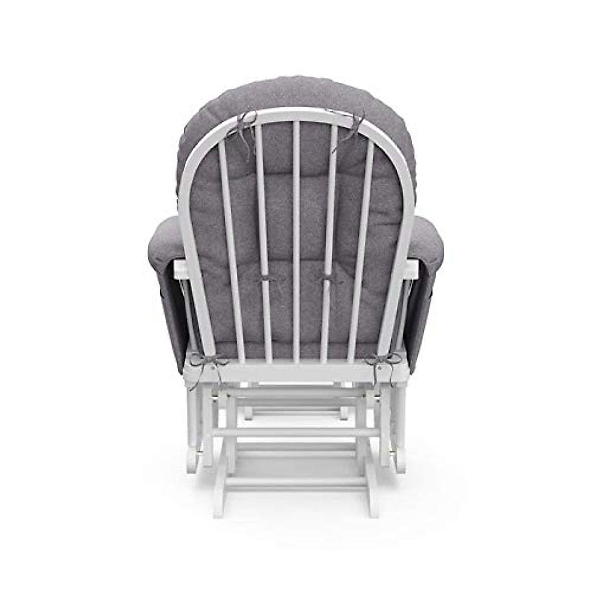 Pemberly Row Custom White Slate Hoop Glider and Ottoman Set in Gray Swirl - Smooth Gliding Chair for Nursery, Padded Arm Cushions with Storage Pocket