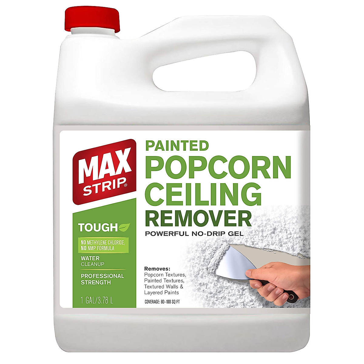 Max Strip Professional Strength Painted Popcorn Ceiling Remover - 1 Gallon - No Methylene Chloride No NMP Powerful No Drip Gel Formula