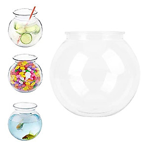 Zerodis Heavy Duty Plastic Round Fish Bowl Style Break Proof Multipurpose Small Round Fish for Desk Bookcase Decorations (L)