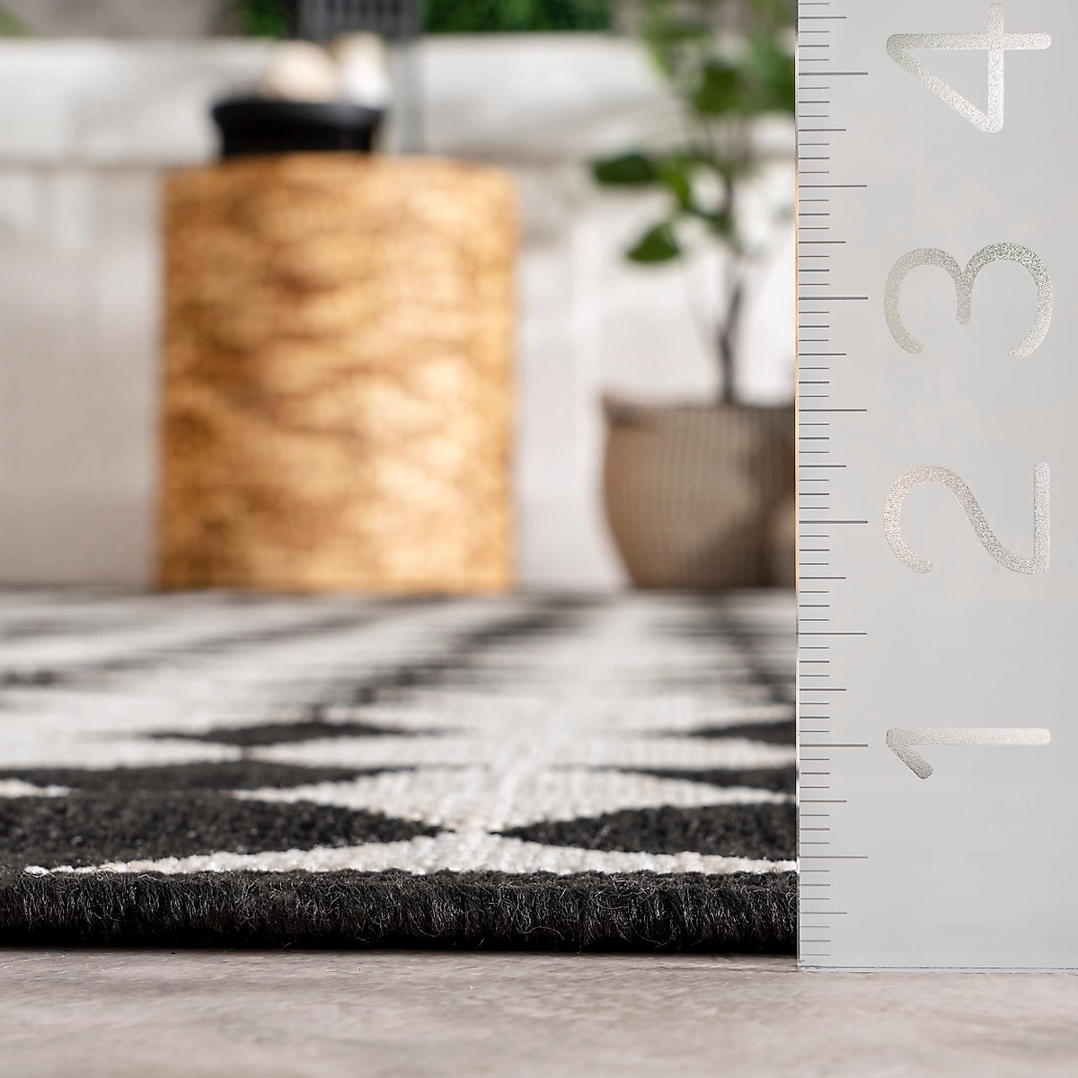 nuLOOM Myka Checkered Indoor/Outdoor Area Rug, 4' x 6', Black and White