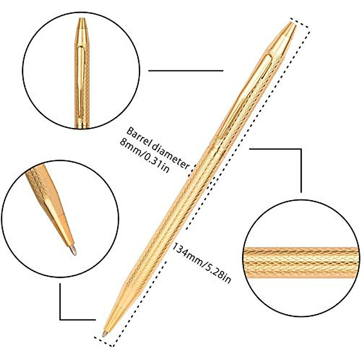 Cambond Ballpoint Pens, Gold Pen Stainless Steel Nice Pens for Guest Book Uniform Gift - Black Ink (1.0mm Medium Point), 3 Pens with 3 Extra Refills (Gold) - CP0103