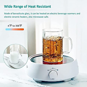 500ml/17 oz Glass Cups with Colored Handle, Clear Coffee Mugs for Latte, Cappuccino, Espresso Coffee, Tea and Hot & Cold Beverages, Mug Set of 6, Refrigerator, Dishwasher & Microwave Safe