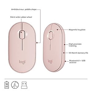 Logitech MK470 Slim Wireless Keyboard and Mouse Combo - Modern Compact Layout, Ultra Quiet, 2.4 GHz USB Receiver, Plug n' Play Connectivity, Compatible with Windows - Rose
